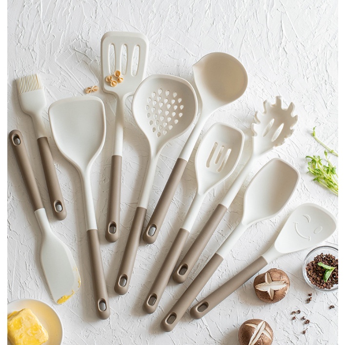 HERA Silicone Kitchen Utensils Turner Colander Dipper Silicone Spatula ...