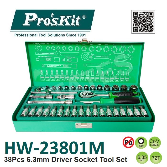 Pro'sKit HW-23801M 38Pcs Driver Socket Tool Set (Taiwan) | Shopee Malaysia