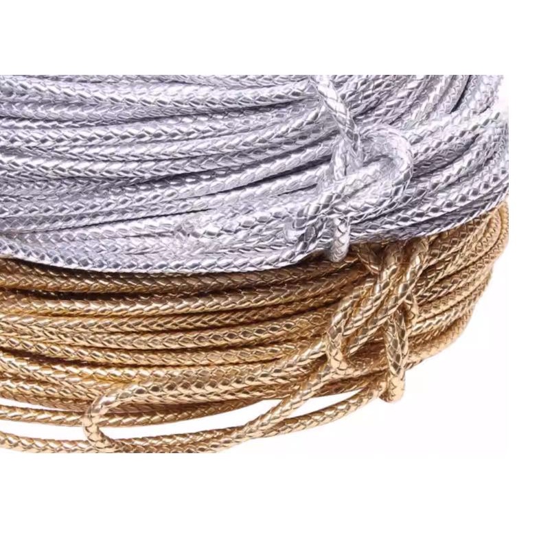 1yard 3mm gold and silver four-strand braid PU jewelry headband rope ...