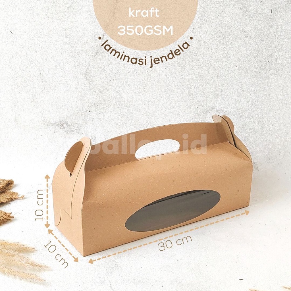 Kraft 30 10 10 CM DOUBLE BOX Laminated Takeaway Bread Croffle Snack BOX ...