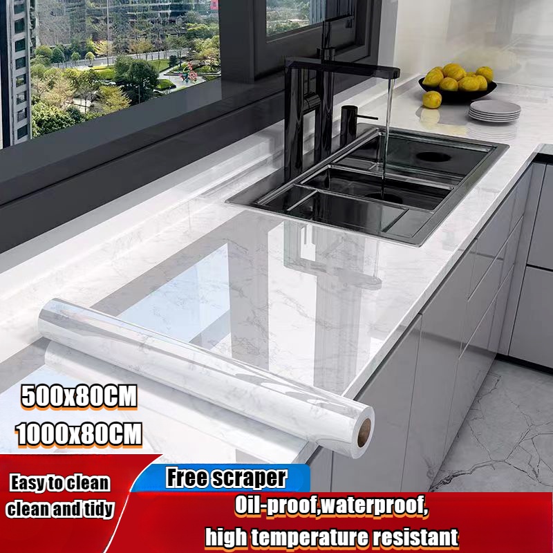 5m x 80cm Marble Sticker Extra Thick High Temperature Resistant Stove ...
