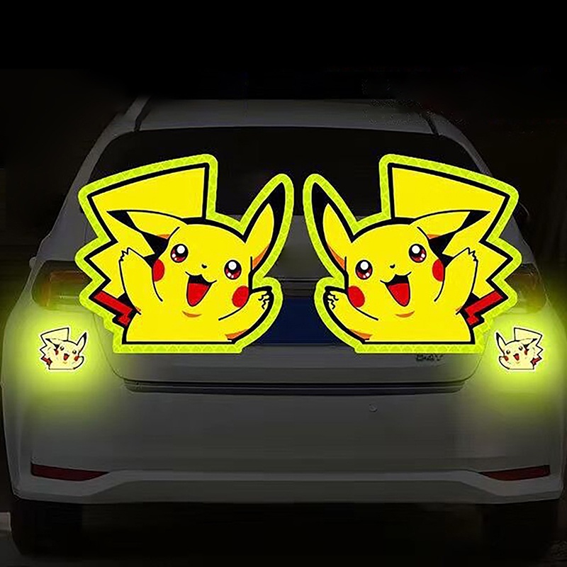 FCMY Anime Luminous Sticker Pikachu Reflective Car Sticker Night ...
