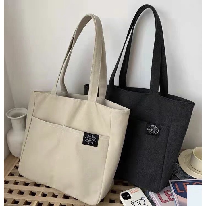MR Canvas Bag Female Korean Style Tote Bag One Shoulder Portable Beg ...