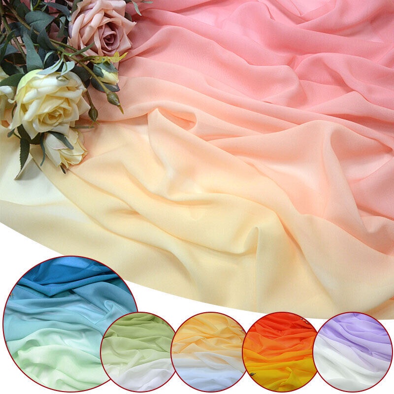Gradient Color Rainbow Chiffon Fabric Costume Stage Dance Scarf Sewing ...