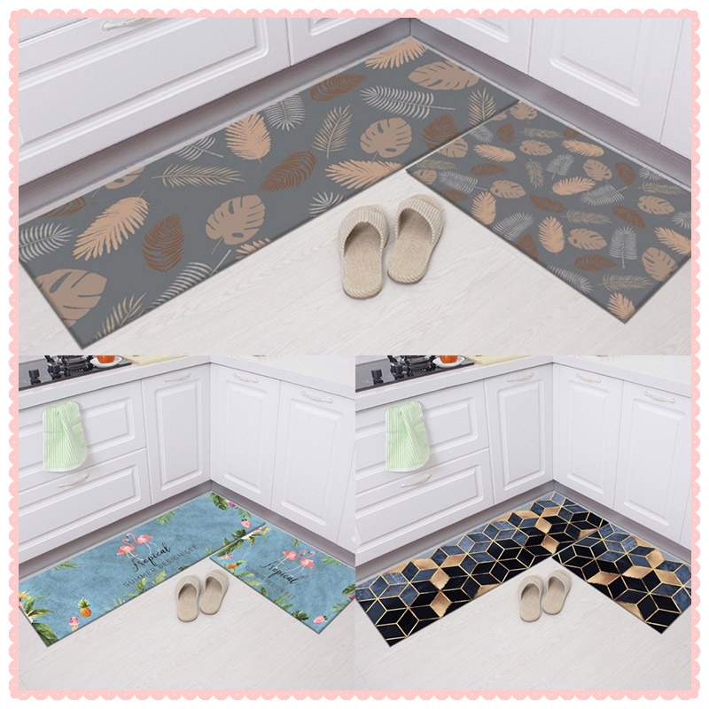 2 in 1 Kitchen Mat Anti Skid OilProof Strip Carpet Mat Machine Washable ...