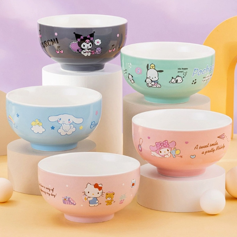 Kuromi Sanrio Ceramics Bowl for Kids Food Containers Dinnerware ...