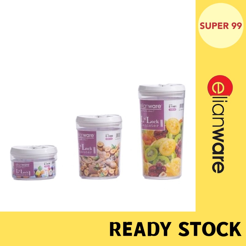 ELIANWARE Lid Lock Airtight Round Food Canister / Container Storage ...