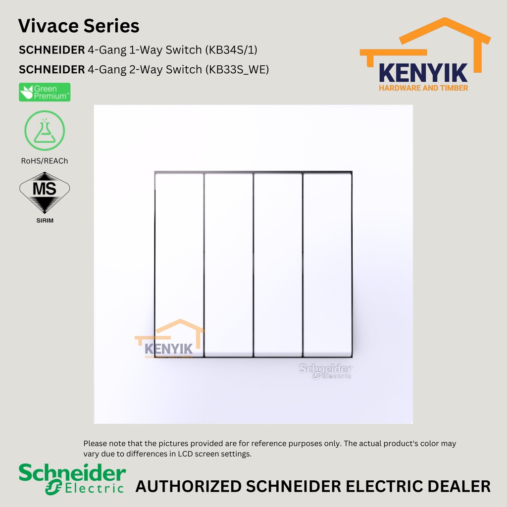 SCHNEIDER 4-Gang (1-Way / 2-Way) Switch (Vivace Series) (KB34S/1 ...
