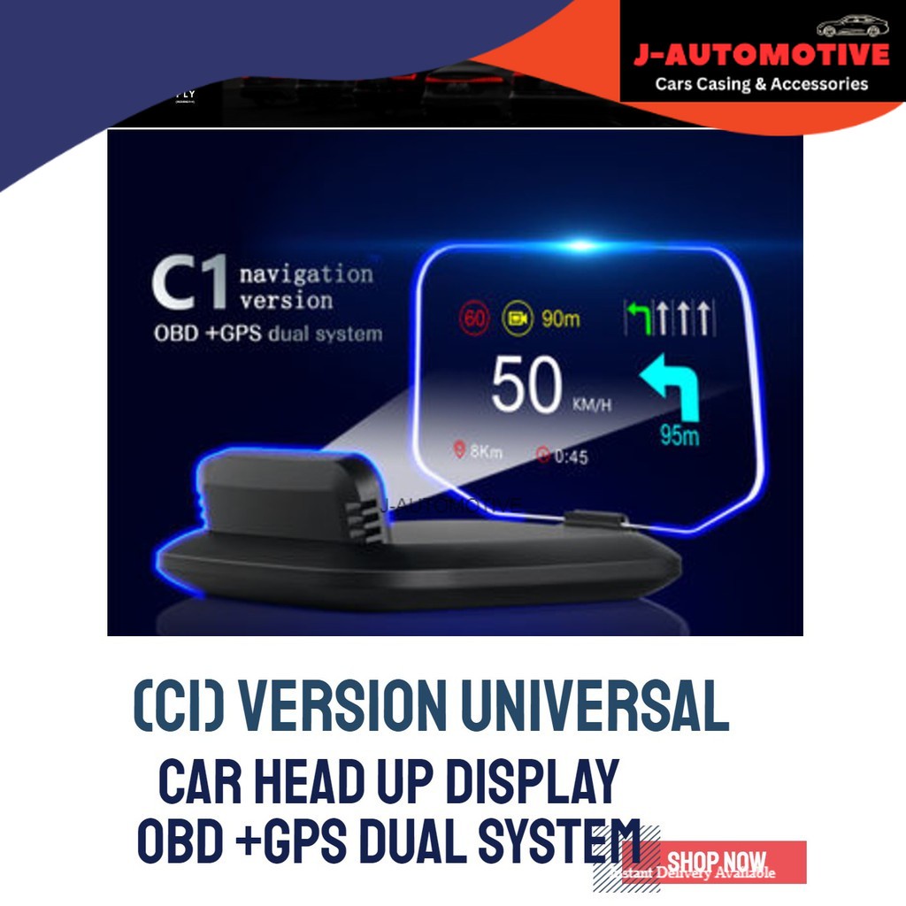 (C1) Universal Car Head Up Display OBD +GPS dual system | Shopee Malaysia