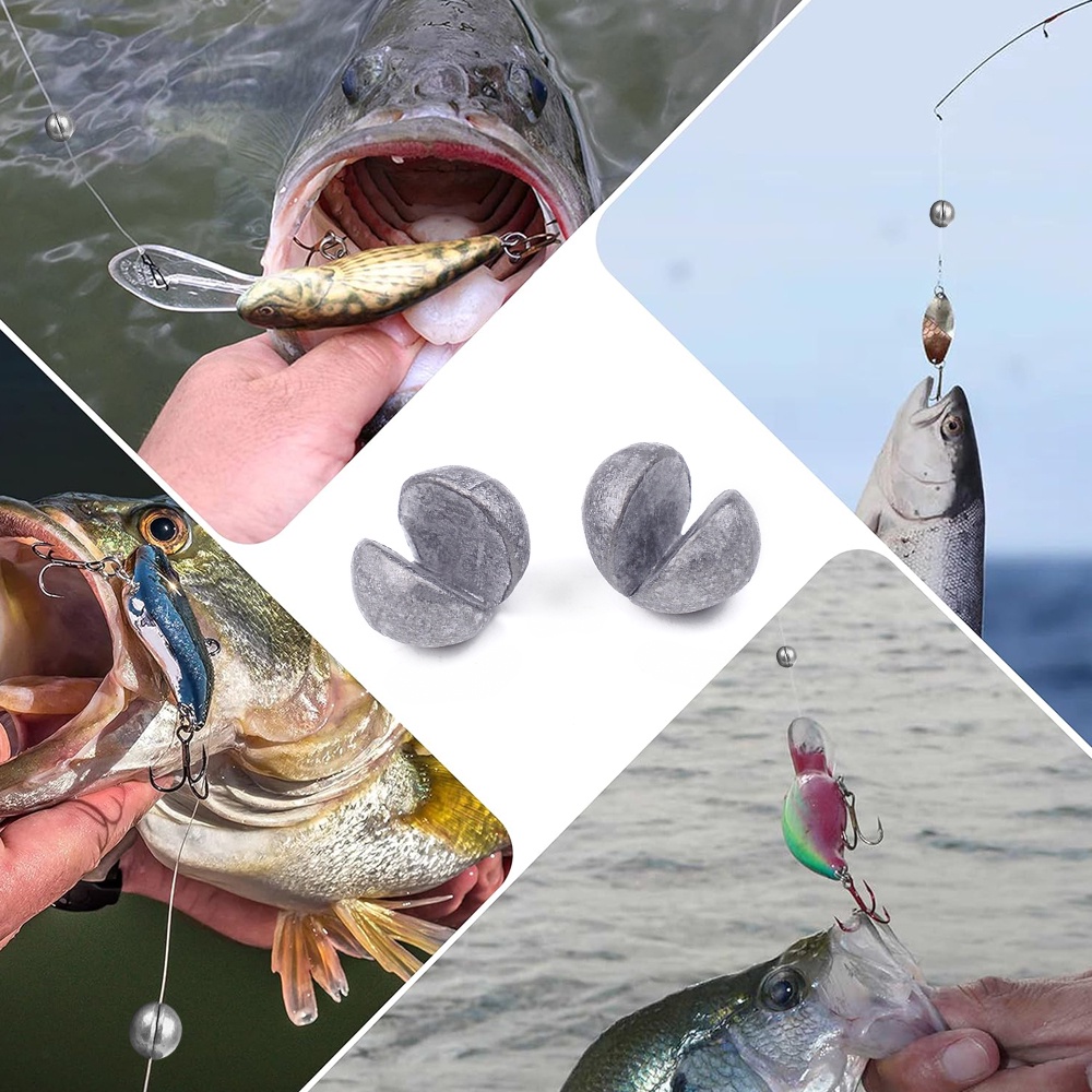 PROBEROS 30pcs/lot Oval Split Open Lead Fishing Sinker 0.5g-0.8g-1g-1 ...