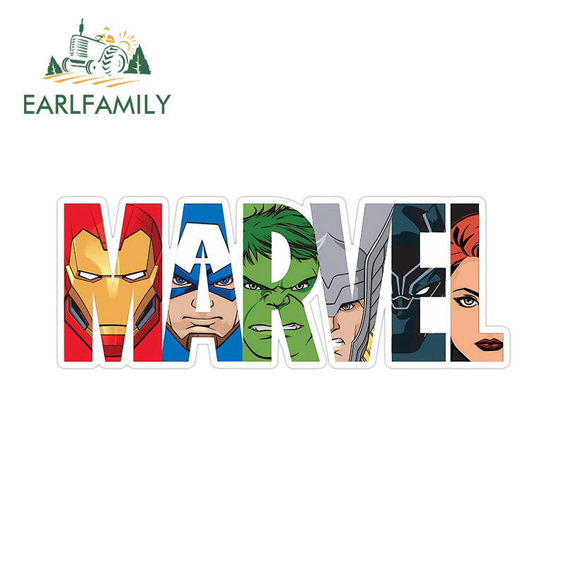 EARLFAMILY Marvel logo Car Stickers Occlusion Scratch Caravan Surfboard ...