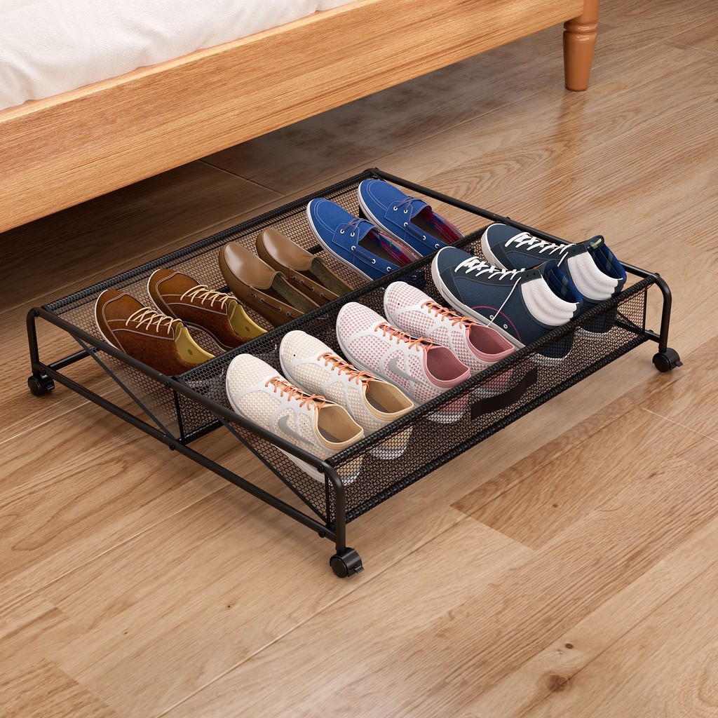 Simple Shoe Rack Bed Bottom Rack Mesh with Pulley Shoe Tidy-up ...