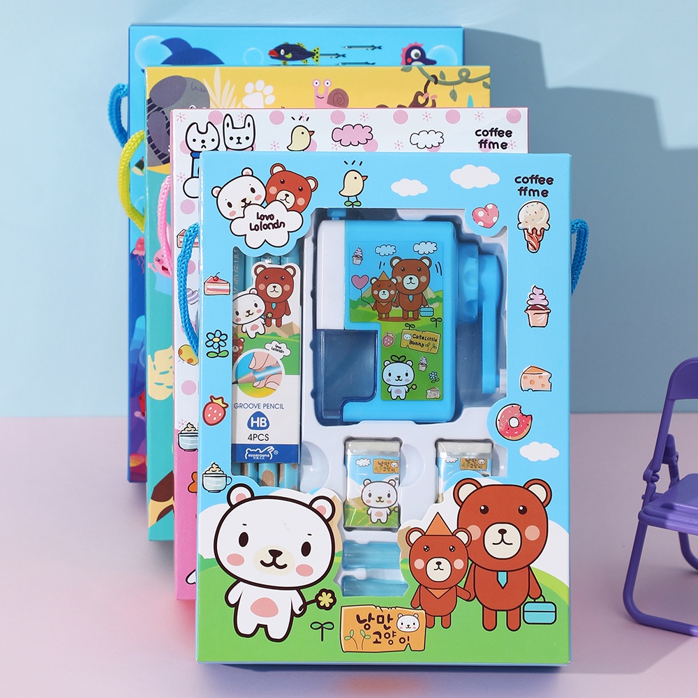 9 in 1 Cartoon Stationery Set Student School Set | Shopee Malaysia