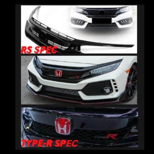 HONDA CIVIC FC FRONT GRILL ABS RS SPEC TYPE-R SPEC SPORT UV BLACK COLOUR LOGO | Shopee Malaysia