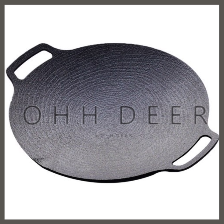 OHHDEER 38CM Thick Cast Iron Frying Pan Flat Pancake Griddle Non-stick ...