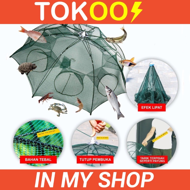[Ready Stock] Automatic Foldable Fishing Net Shrimp Pot Nylon Crab ...
