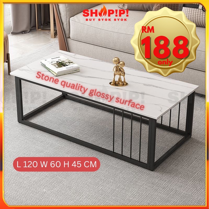 SHOPIPI 120x60cm Sintered Stone Coffee Table/Simple Ceramic Marble ...