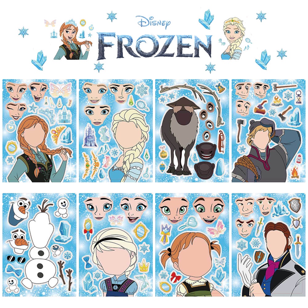 8pcs Cartoon Frozen Series Puzzle Sticker Girls' Kindergarten Reward ...