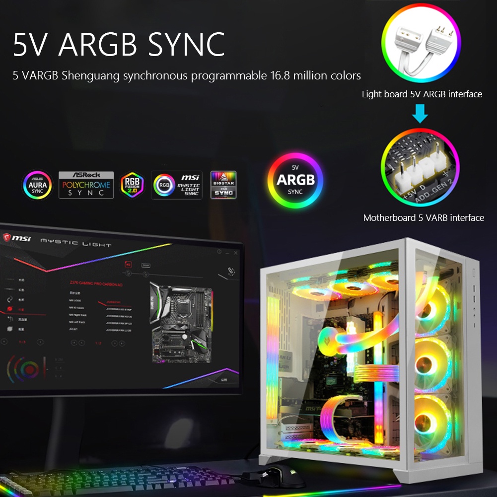 COOLMOON RGB 24PIN Motheboard Extension Cord Wire ARGB PC Case LED ...