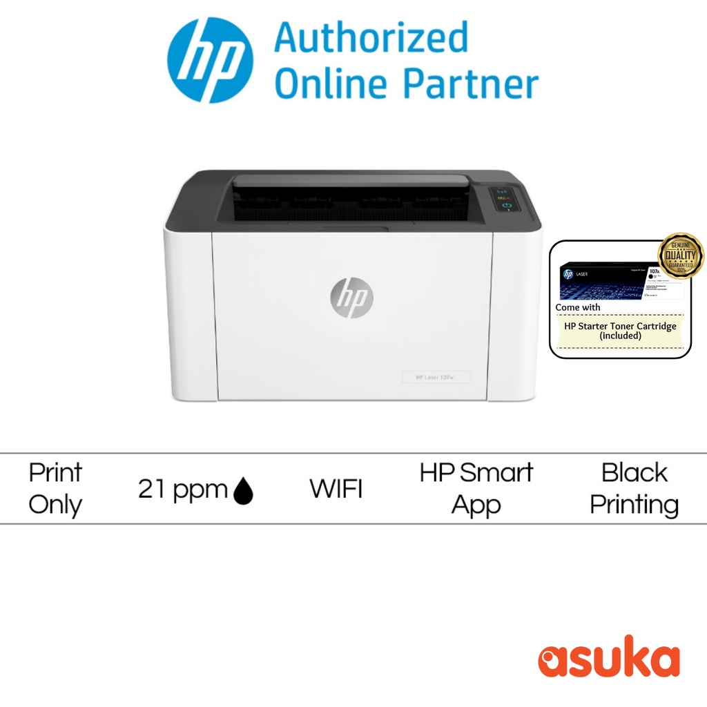 HP Laser Printer 107W [Wireless] / 107A [Wired] (4ZB77A/ 4ZB78A ...