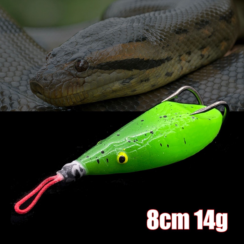 ANH F45 8cm 14g Snakehead Long Custom Big Soft Frog for Haruan Toman ...