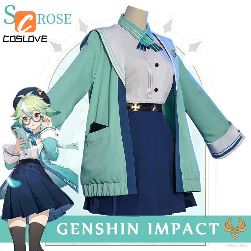 Genshin Impact Sucrose Cosplay Full Set Costume Blue Color JK Uniform ...