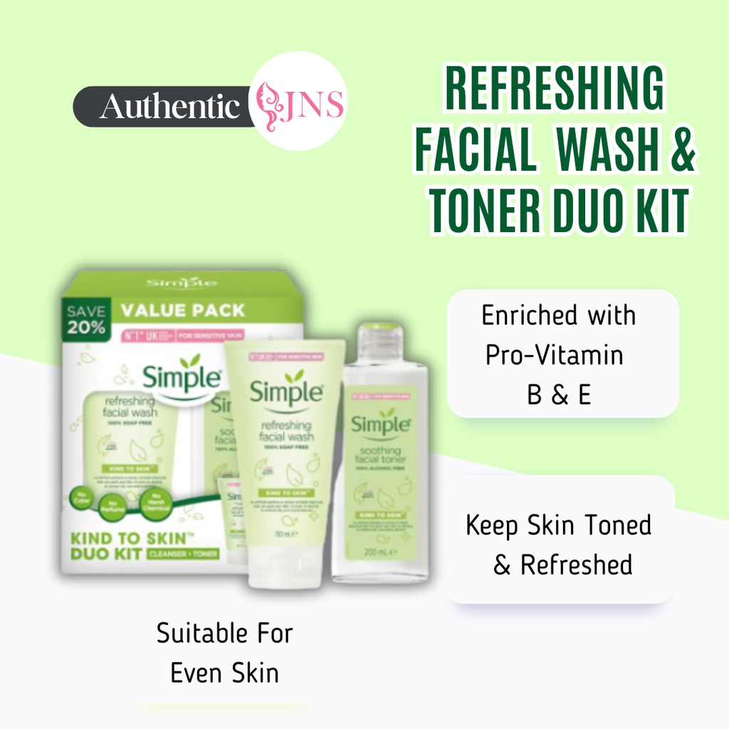 Simple Refreshing Facial Gel Wash 150ml & Simple Soothing facial Toner ...