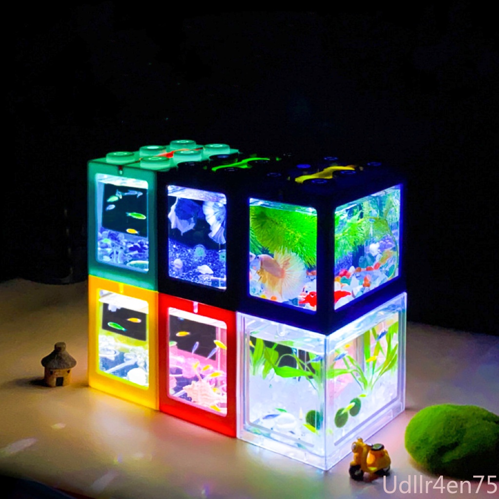 【New】Mini Fish Aquarium Acrylic Building Block Lego Fish Tank ...