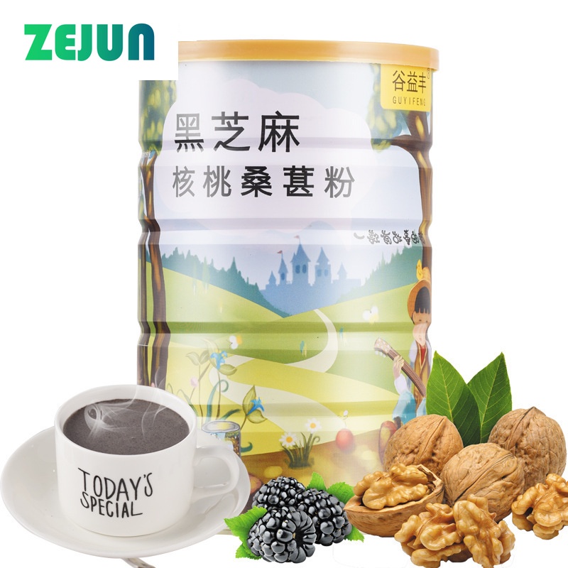 ZEJUN 黑芝麻核桃黑豆桑葚粉 Black Sesame Walnut Black Bean Mulberry Powder Meal Replacement Five Grains ...