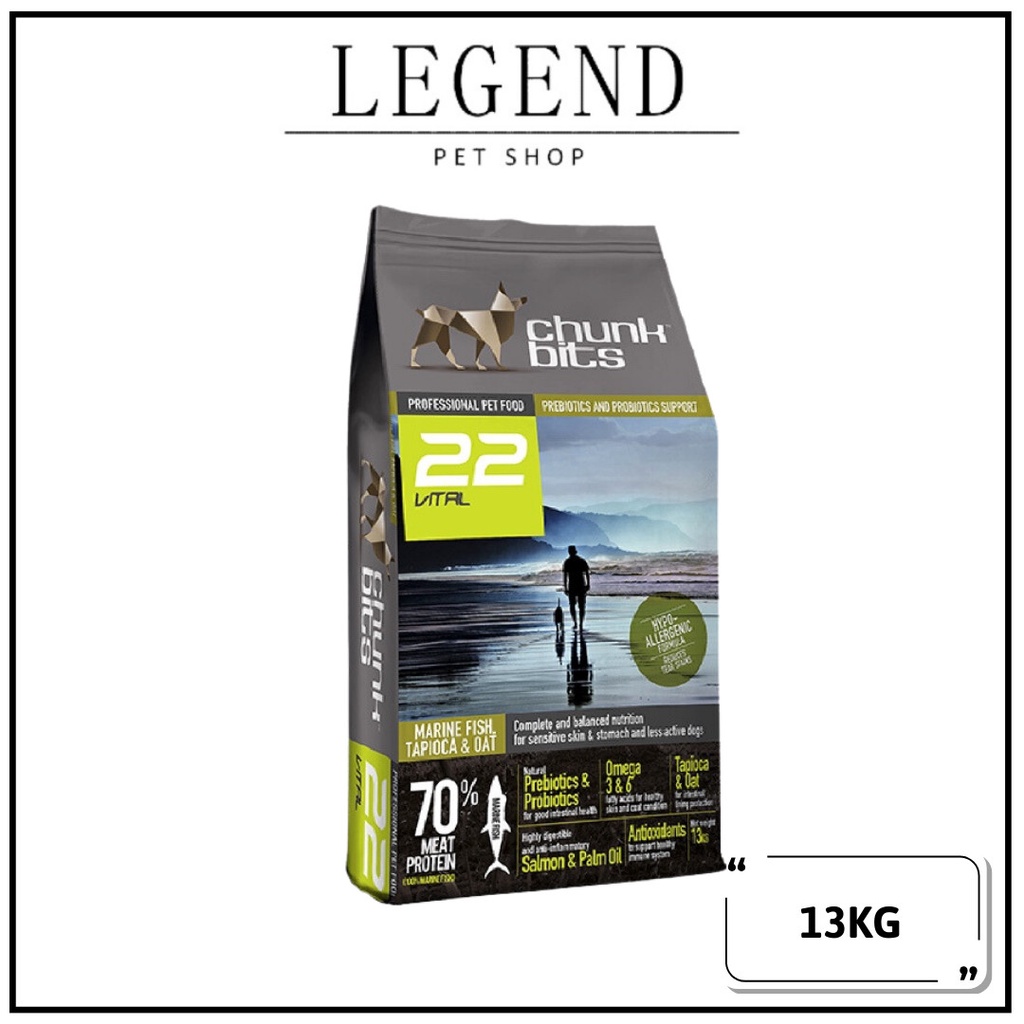Chunkbits Vital 22 (Marine Fish, Tapioca & Oat) Dog Dry Food - 13KG / 13KG+2KG | Shopee Malaysia