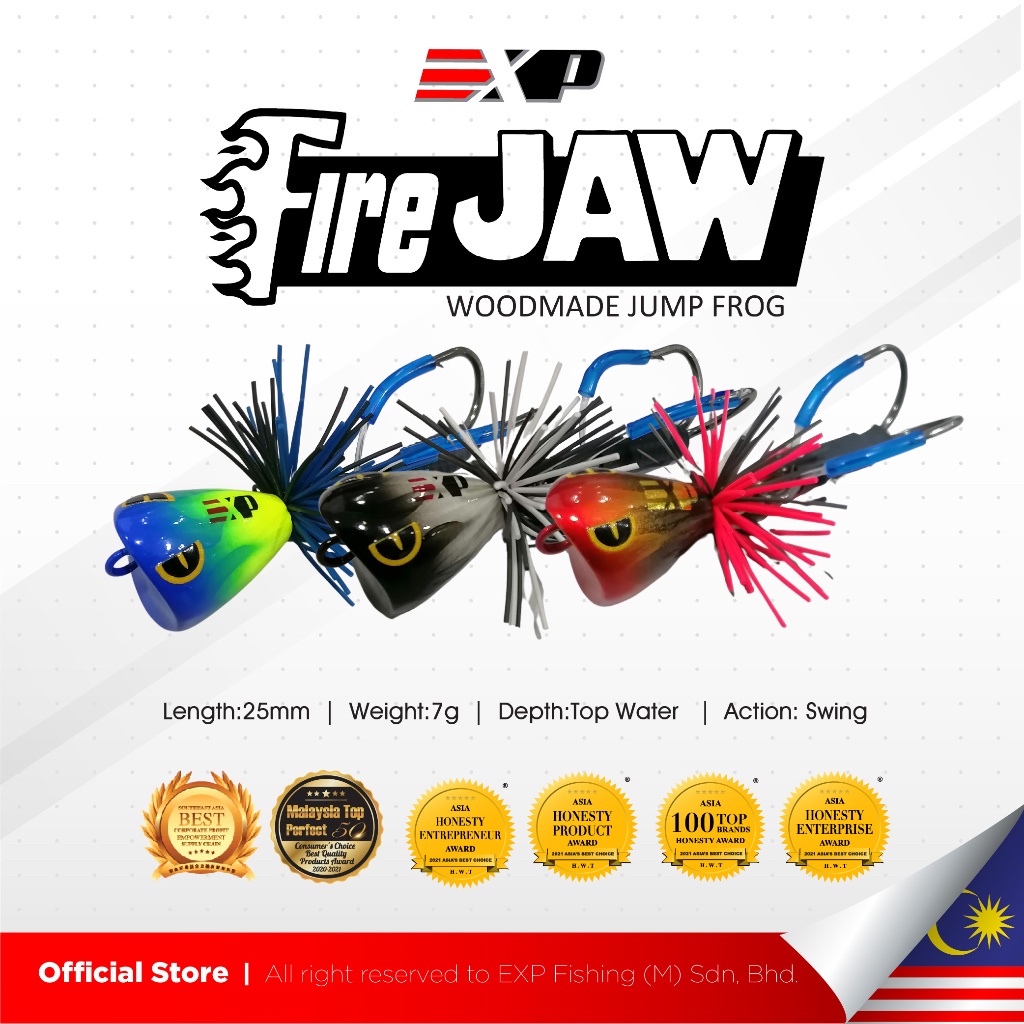 EXP Fire Jaw Jump Frog Snakehead Fishing Lure Woodmade | Shopee Malaysia