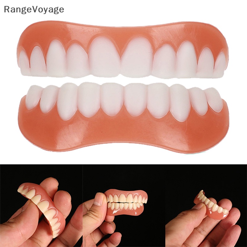 RangeVoyage Instant Smile Veneer Silicone Fake Teeth Cover Upper&lower ...