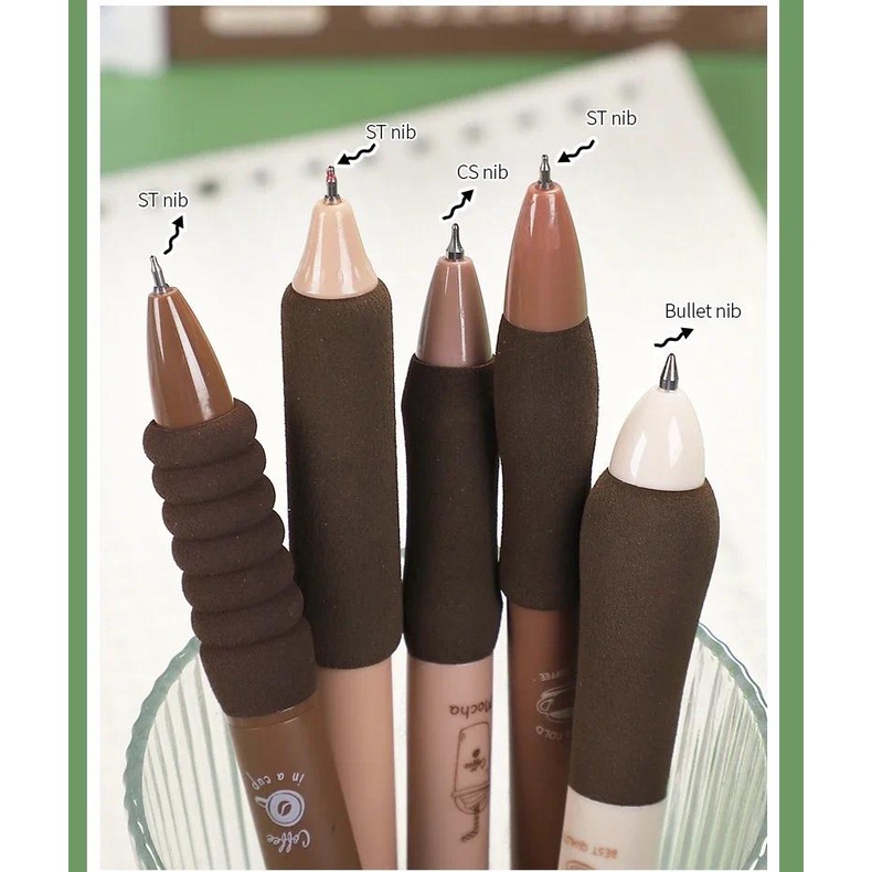JIANWU 5 Pcs/set Super Soft Bread Series 0.5mm Black Press Gel Pen Set ...