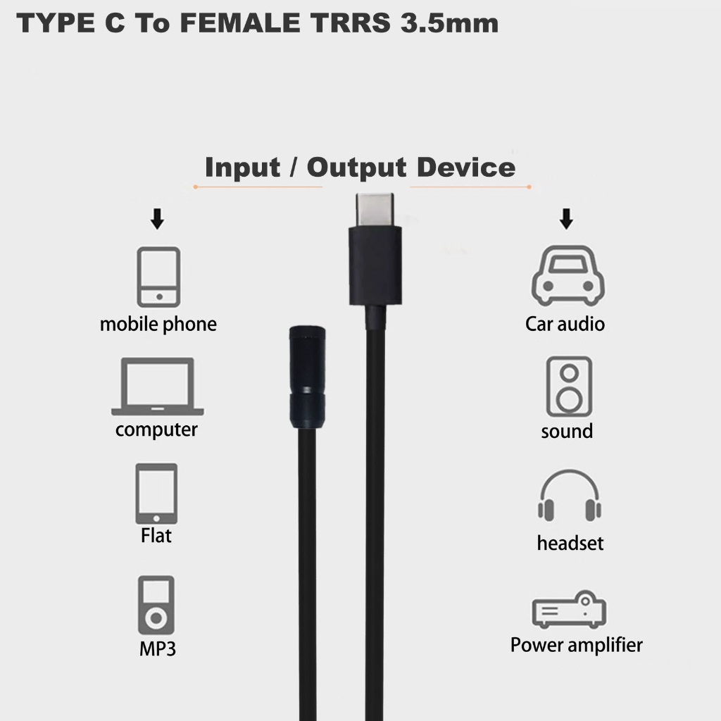 Trrs - 4-Pin to Mini Female Type C USB Audio Cable TRRS Female 3.5mm ...
