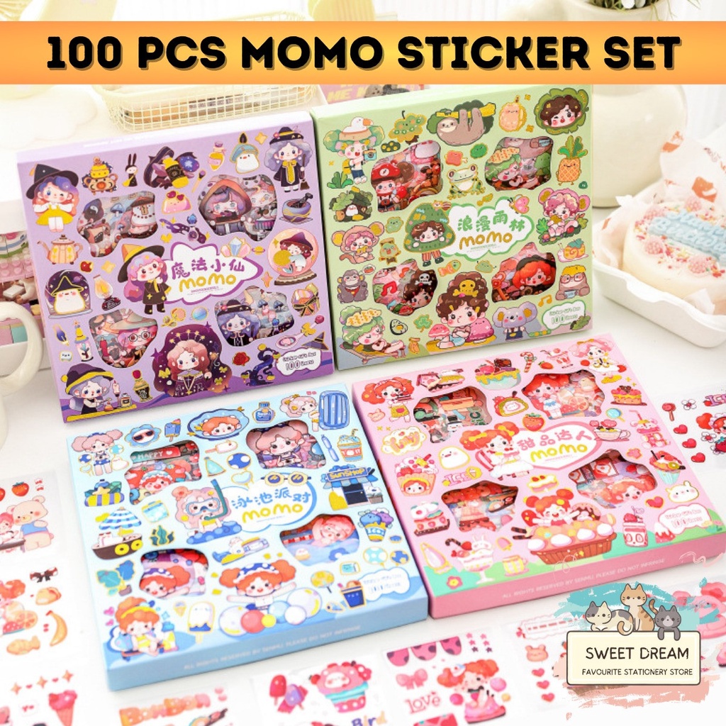 100 PCS Sheet JAPANESE Design MOMO 2024 PVC Waterproof Sticker ...