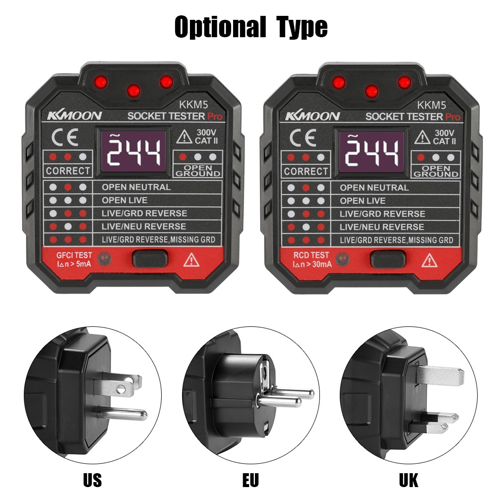 Digital Display Socket Detector Power Socket Wiring Detection Wall Plug ...