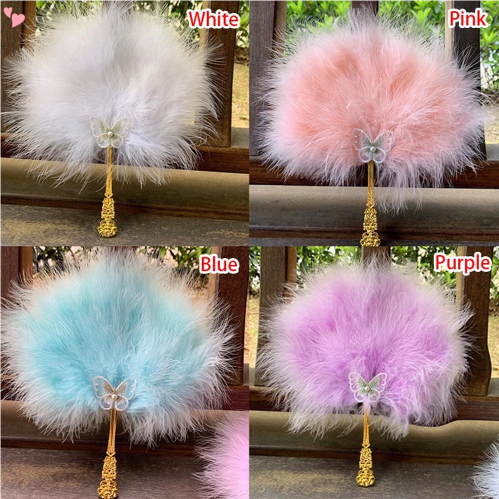 Feather Fan Vintage Folding Fan Flapper Hand Fan Women Handheld Fan for ...