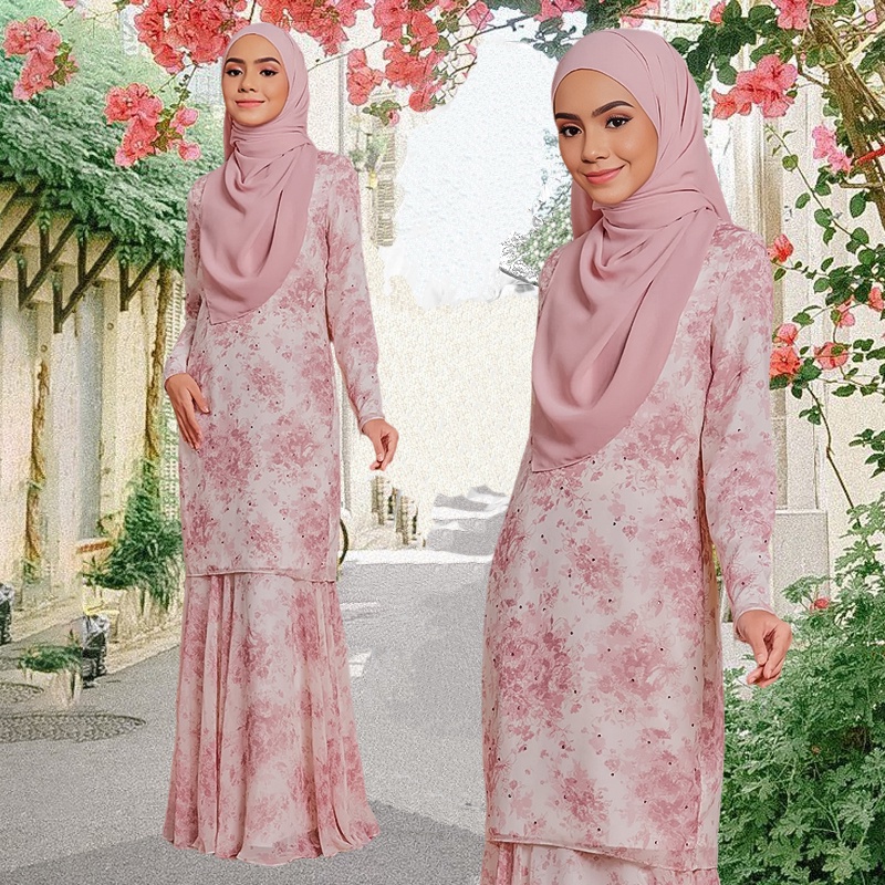 Afa Design Floral Baju Kurung Moden Payung Kain Chiffon Kurung Duyung ...