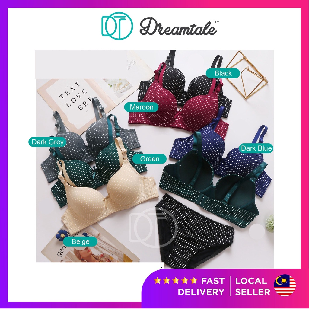 Dreamtale Women Bra Polka Dot 3/4 Cup Wired Bra Push Up Large Size BC ...