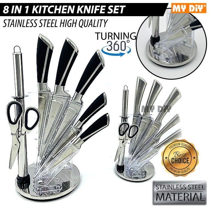 MYDIYHOMEDEPOT - 8 IN 1 Kitchen Knife Set Stainless Steel High Quality ...