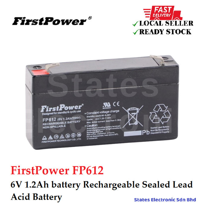 FirstPower FP612 6V 1.2Ah battery Rechargeable Sealed Lead Acid Battery ...