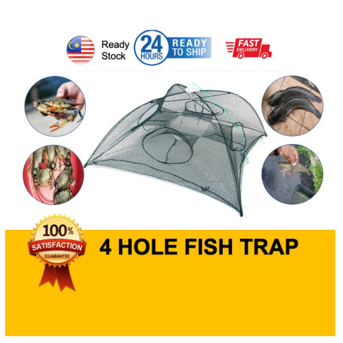 Portable Fishing Net Shrimp Cage - Nylon Automatic Foldable Fish Trap ...