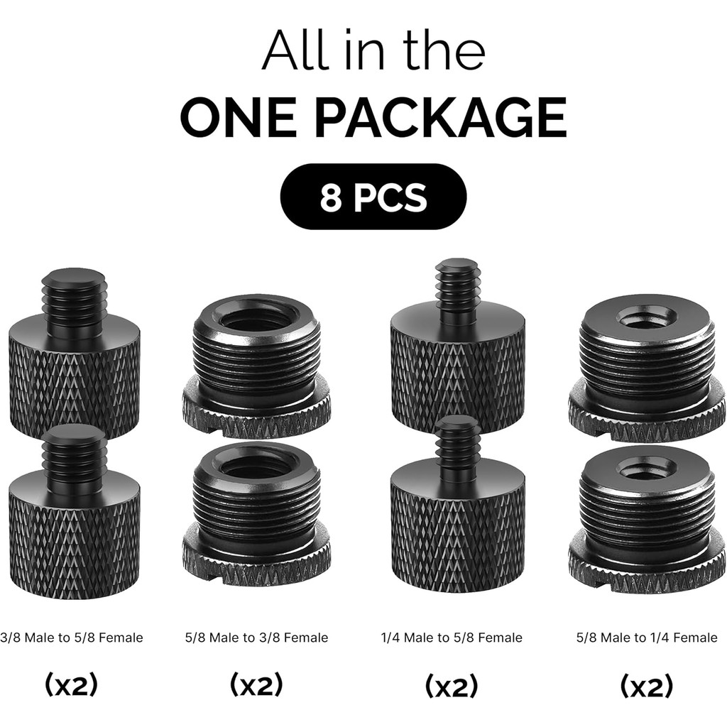 Mic Stand Adapter Set 8 pieces Metal Microphone Stand Screw Thread ...