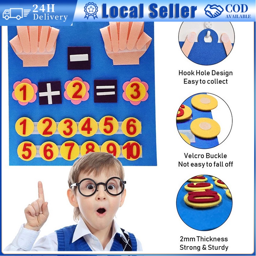 Kids Math Board Felt Finger Numbers Math Puzzle Kid Montessori Toy ...