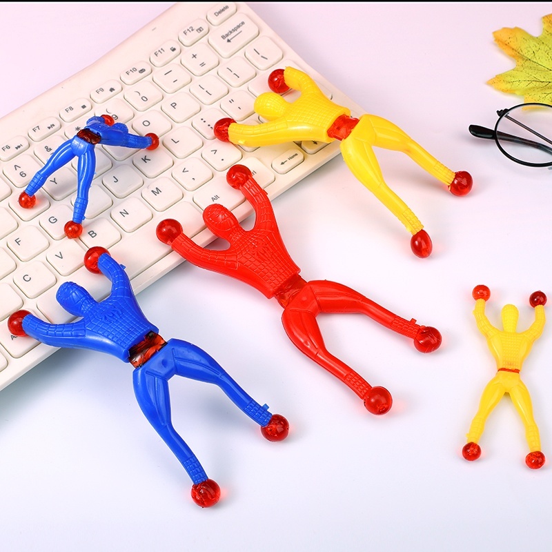 4 Colors Climbing Spiderman Flexible Climb Sticky Men | Wall Toy Kids ...