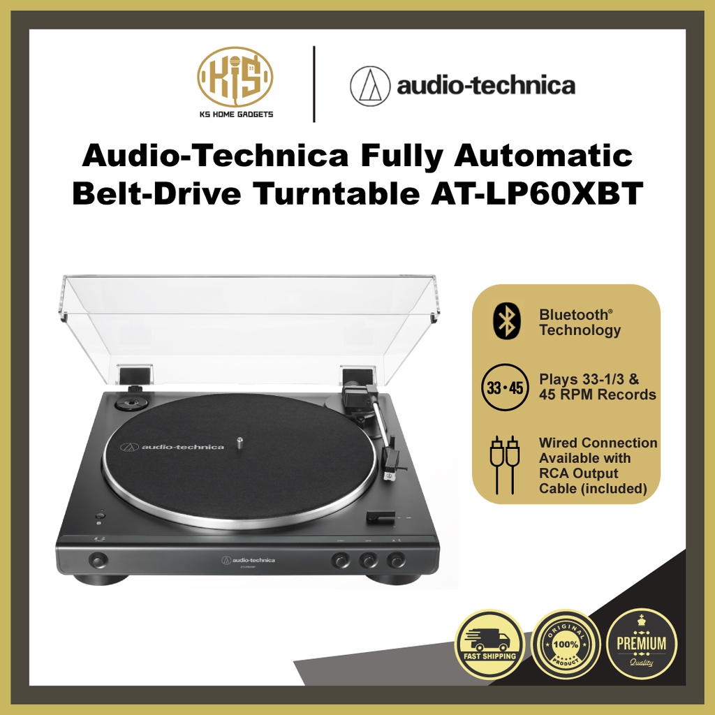 Audio Technica AT-LP70XBT Black Fully Automatic Wireless Belt-Drive ...