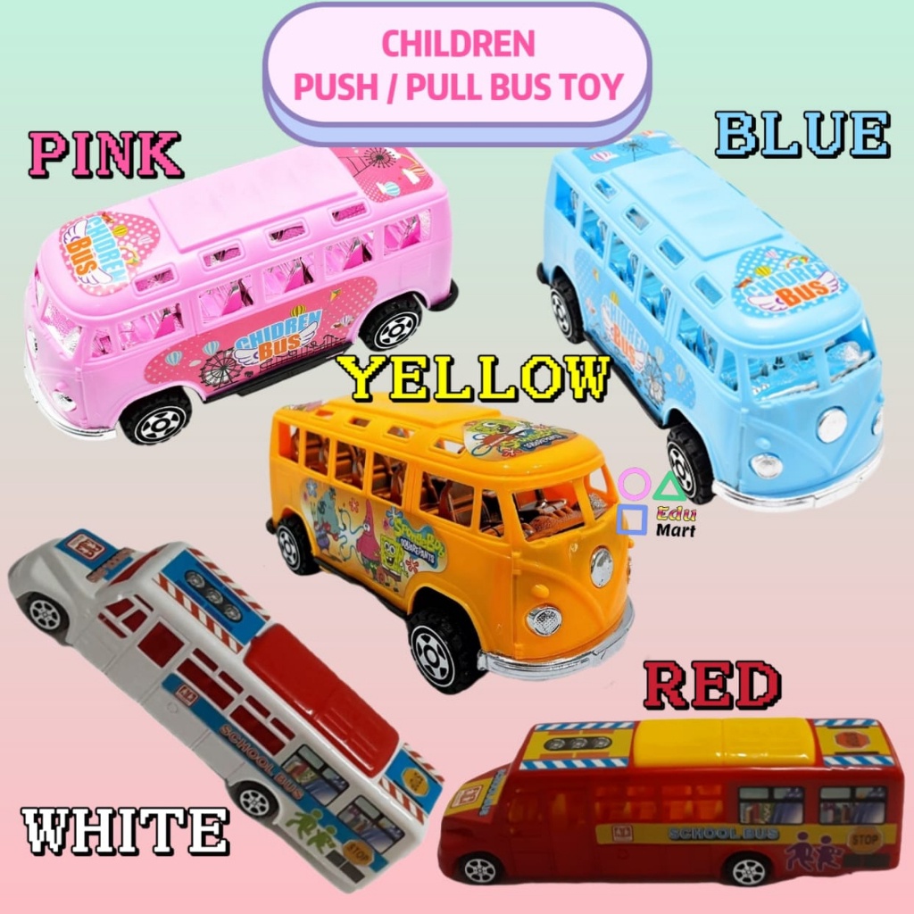Children Push/Pull Bus Toy 儿童推拉巴士玩具 Mainan Bas Tolak/Tarik Kanak-kanak ...