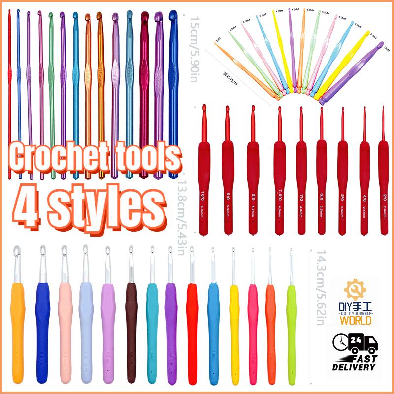 Low Price Crochet Tools TPR Soft-handled Aluminum Crochet Set Handmade ...