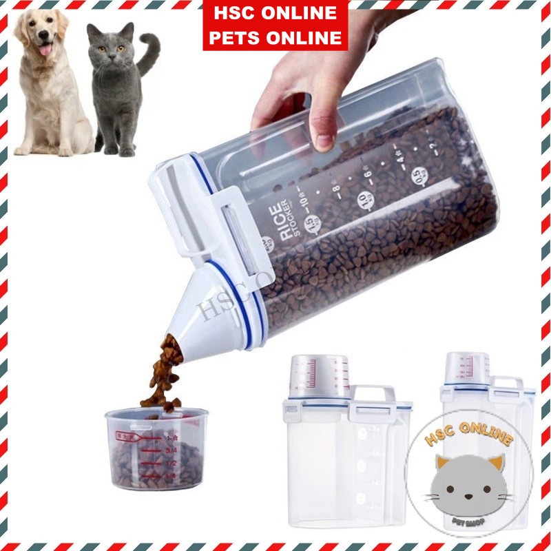 HSC Large Volume Dispenser Pet Container Bekas Makanan Kucing bowl Box ...