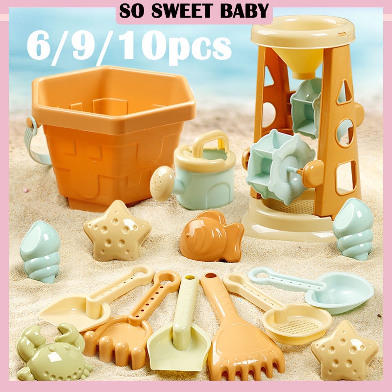 6/9/10/14pcs Kids Beach Sand Toys Mainan Pasir Pantai Outdoor Digging ...